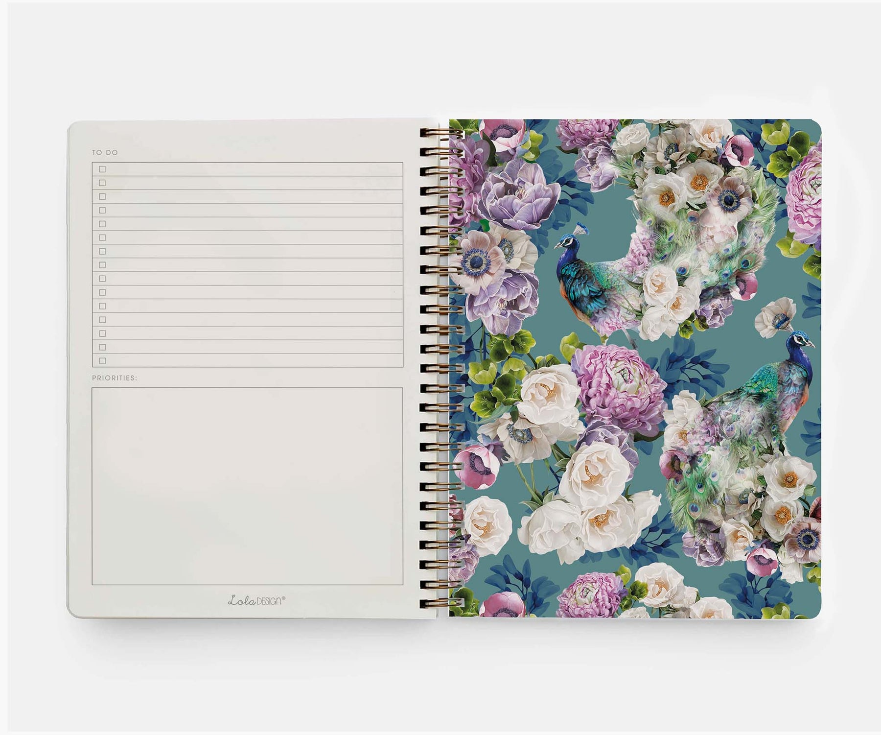Peacock Wirobound B5 Organiser/ Notebook by Lola Design | Lola Design Ltd