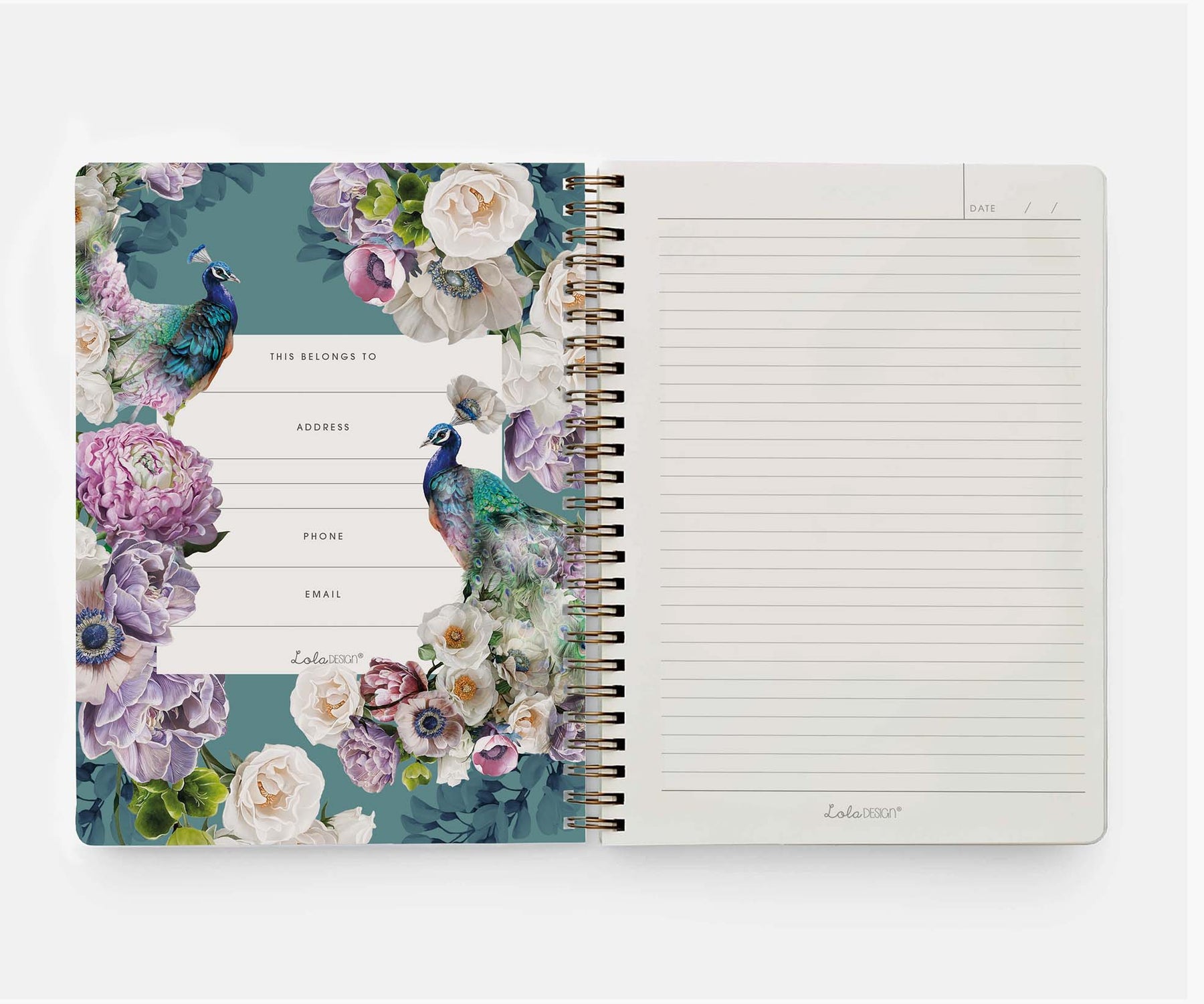 Peacock Wirobound B5 Organiser/ Notebook by Lola Design | Lola Design Ltd