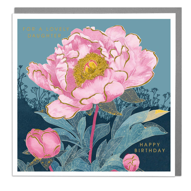 Daughter's Birthday - Peony Greeting Card by Lola Design | Lola Design Ltd