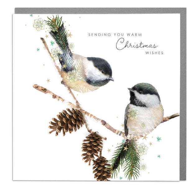 Two Chickadees - Warm Christmas Wishes Card by Lola Design– Lola Design Ltd