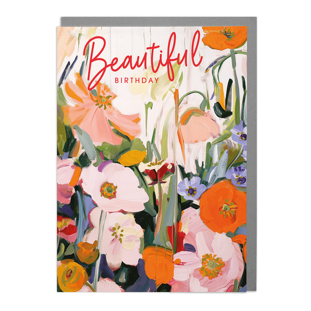 Abstract Floral Poppies- Birthday Card by Lola Design– Lola Design Ltd