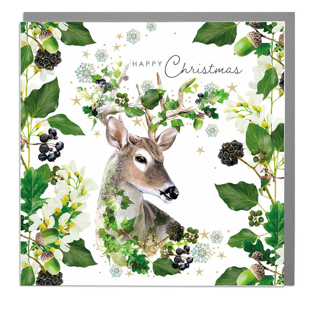 Stag Happy Christmas card pack of 6 cards | Lola Design Ltd